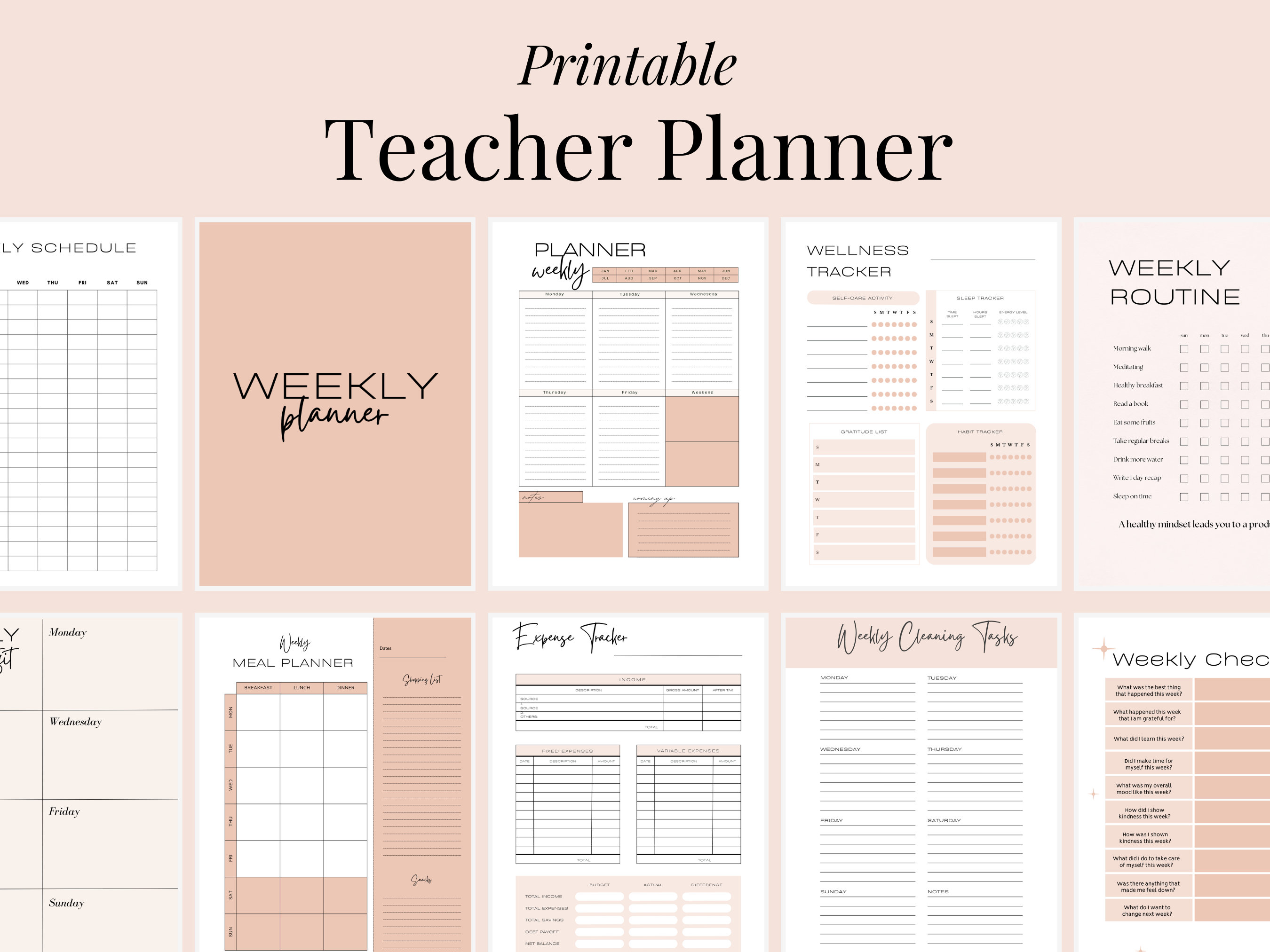 Pastel Weekly Planner Printable and Editable in Canva Week Planner Cute ...