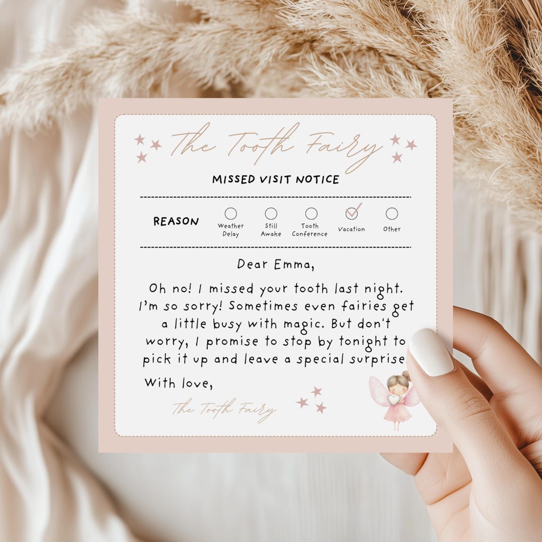 Tooth Fairy Missed Visit Apology Note, Printable Editable Letter, Sorry ...