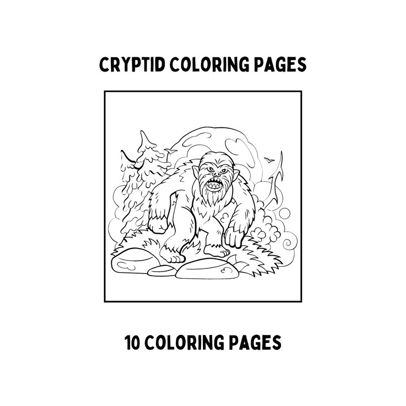 Cryptid Coloring Pages, 10 Coloring Pages for Children and Adults - Etsy