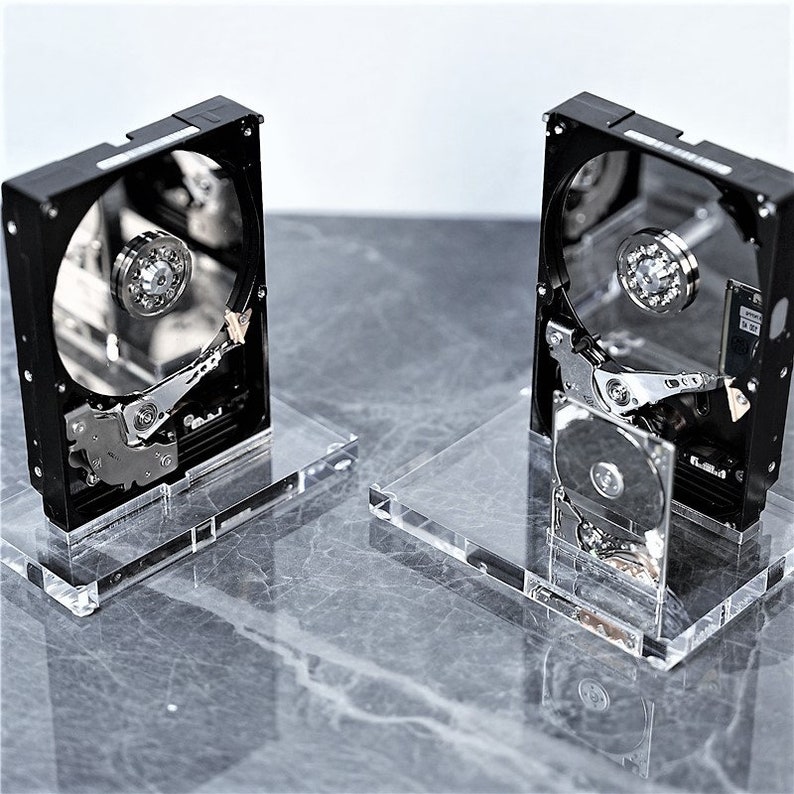 Hard Drive Sculpture: Metal Mechanical Disk on Crystal Base - Etsy