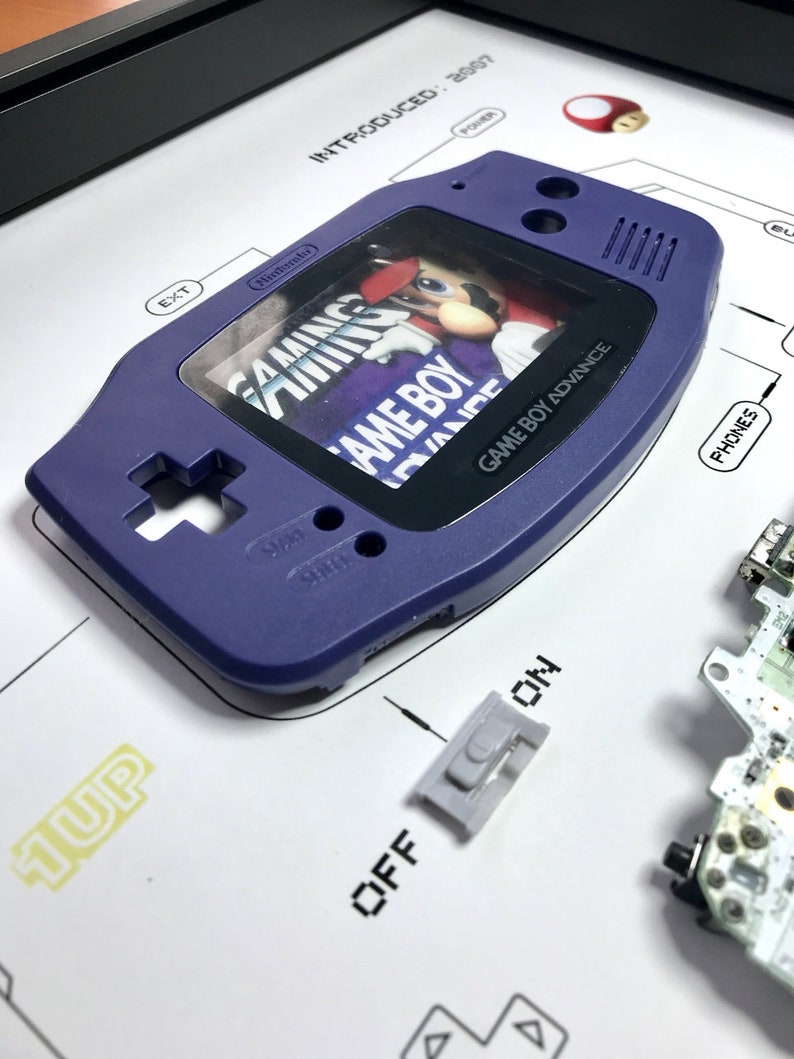 Retro Game Boy Advance Console Art Geeky Nostalgic Wall Decor ...