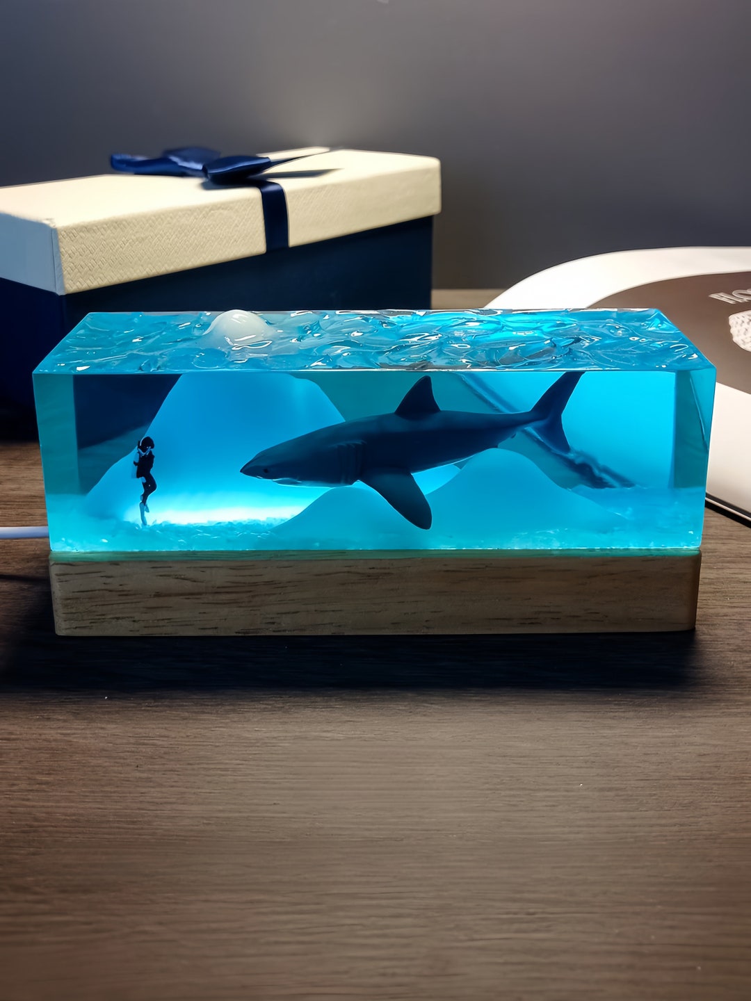 Diver & Ocean Creatures Epoxy Resin Ornament | Glow-in-the-dark ...