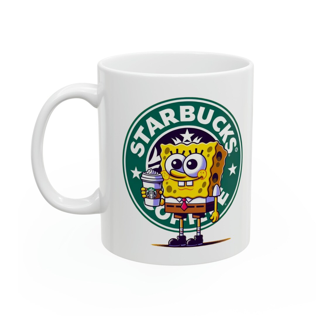 Spongebob Starbucks Custom Design 11 Oz Ceramic Mug Handcrafted ...