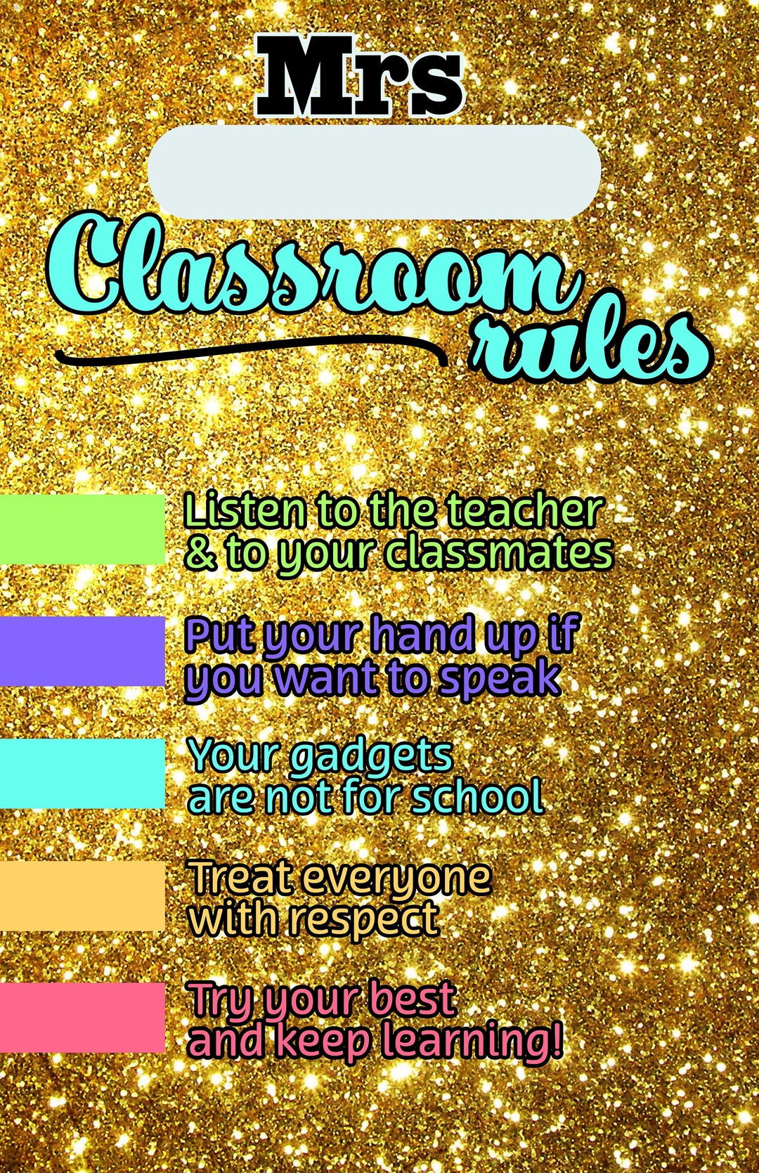 Personalize This Positive Classroom Rules Poster - Etsy