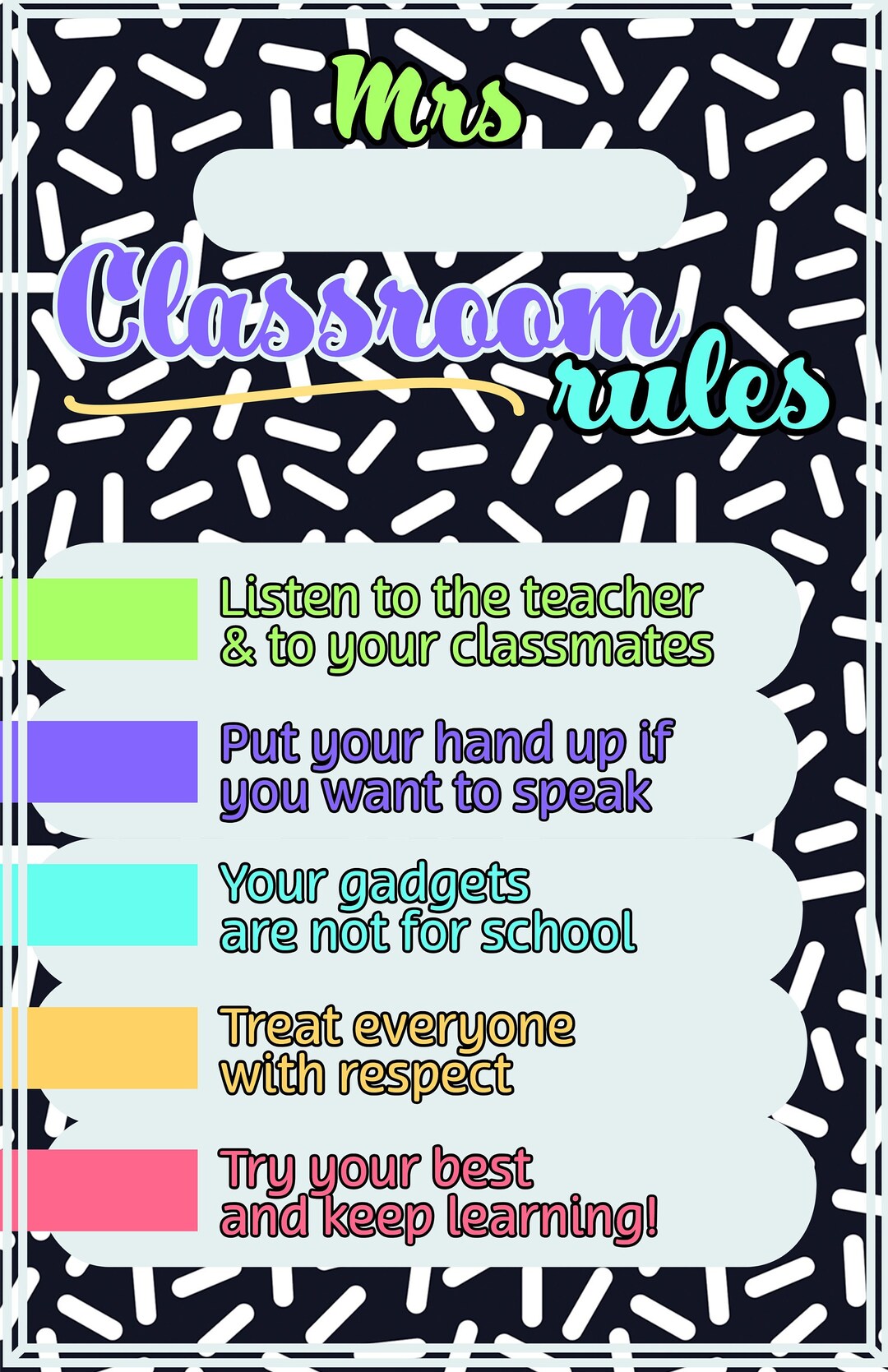 Personalize This Positive Classroom Rules Poster - Etsy