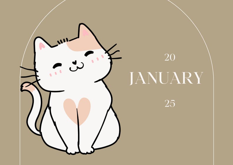 2025 Printable Cat-themed Calendar Adorable Kitty Planner With Monthly ...