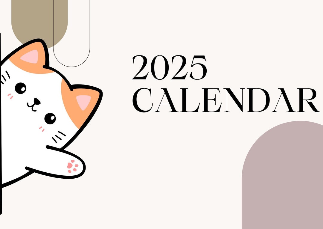 2025 Printable Cat-themed Calendar - Adorable Kitty Planner With ...