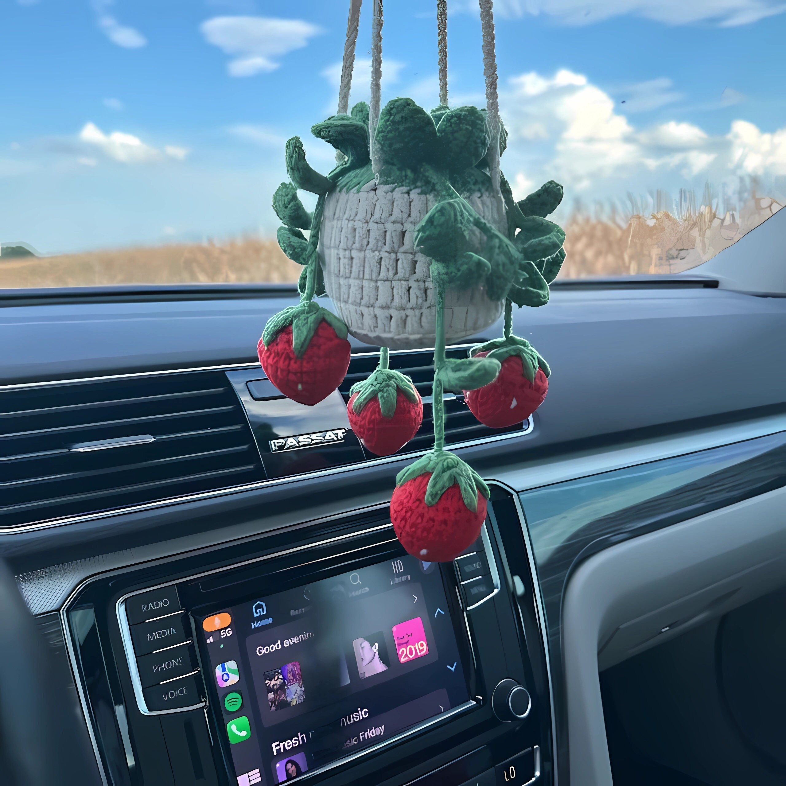 Crochet Strawberry Plant Strawberry Hanging Crochet Car - Etsy