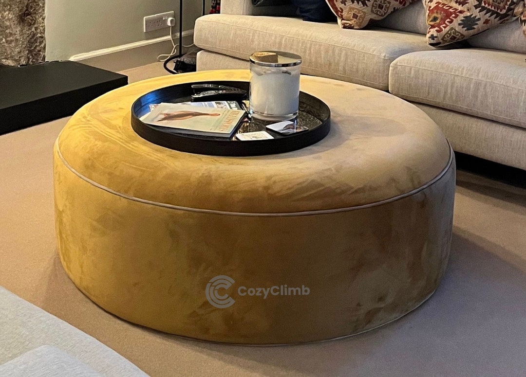 Luxury Handcrafted Pouf - Round Footstool Coffee Table Handmade in Uk ...