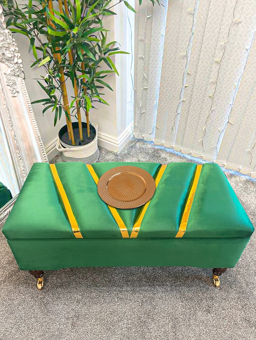 Luxury Lift Chesterfield Gold Plated Storage Ottoman Box Footstool ...