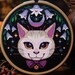 MOON CAT White Cross Stitch Pattern Embroidery Gothic Modern Animal ...