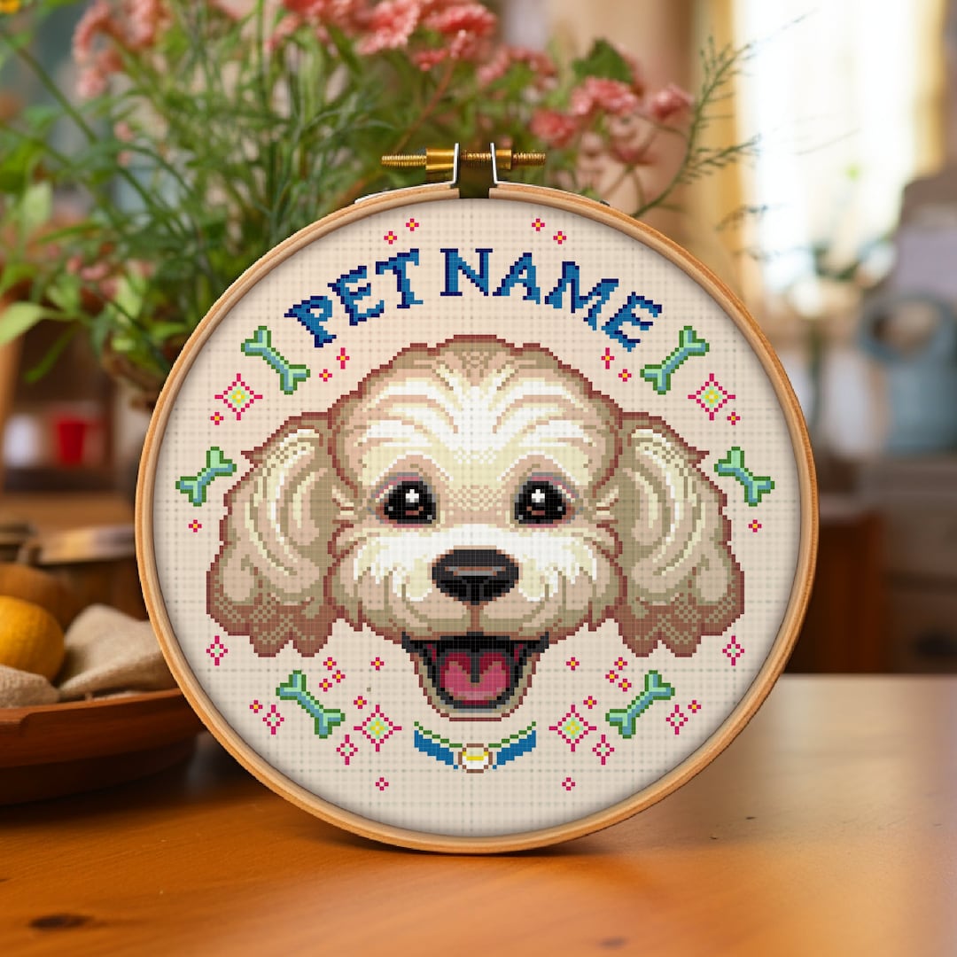 CUSTOM POODLE Cross Stitch Pattern Embroidery Puppy Dog Animal Modern ...