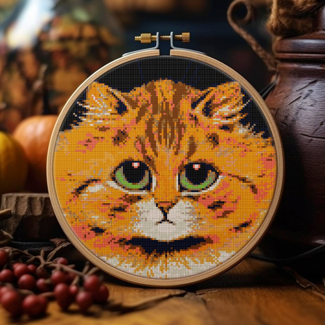 Louis Wain Cat Cross Stitch Pattern Embroidery Fine Art Kitten Mystical ...