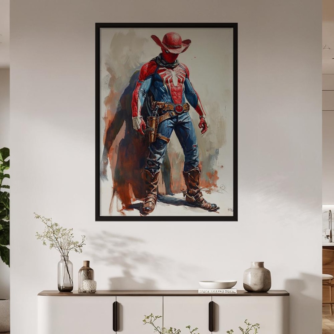 Cowboy Spider-man Print, Western Superhero Digital Art - Etsy