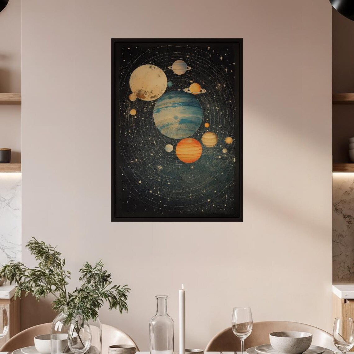 Vintage Space Poster | Retro Astronomy Art Print | Solar System Wall ...