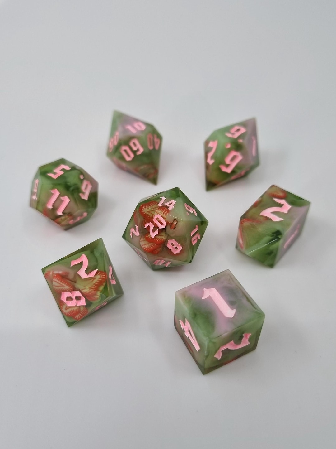 Dice Set - Strawberry Matcha Latte - 7-piece Set - Etsy