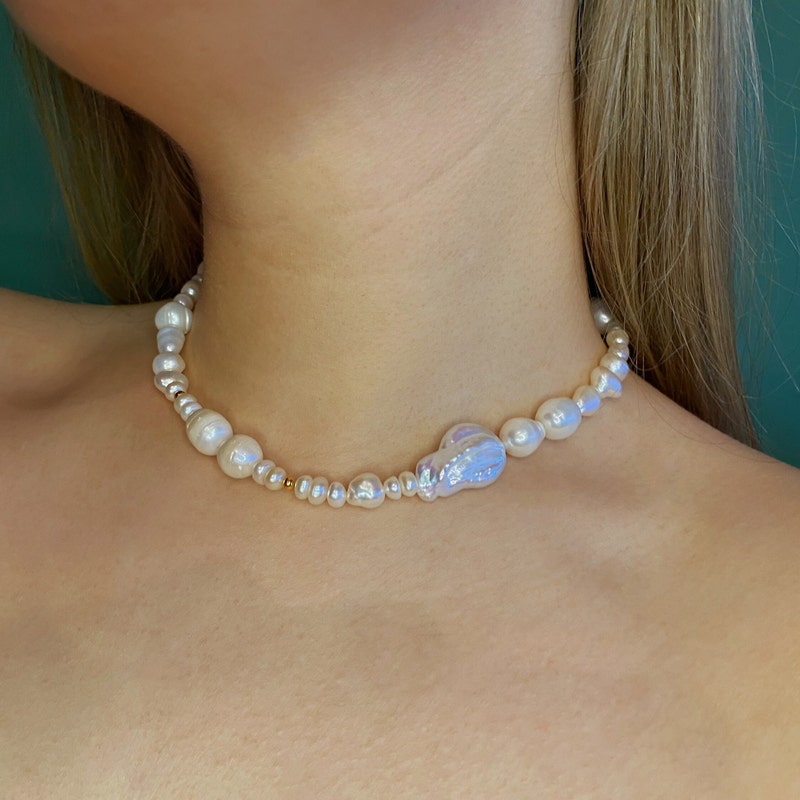 Chunky Pearl Necklace - Etsy