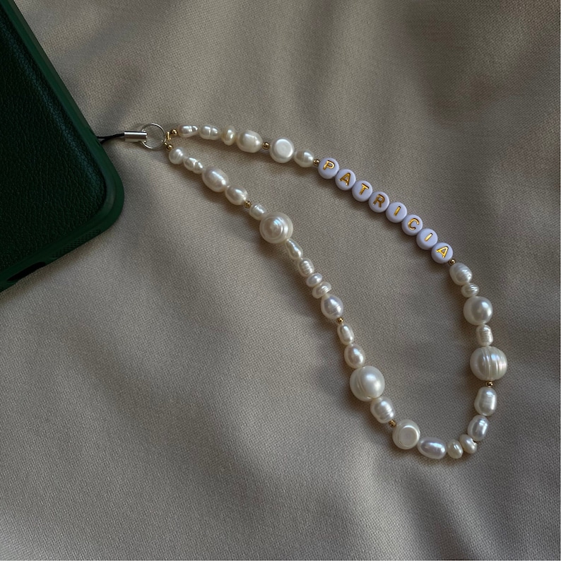 Custom Pearl Phone Charm: Beaded Phone Strap With Freshwater Pearls - Etsy
