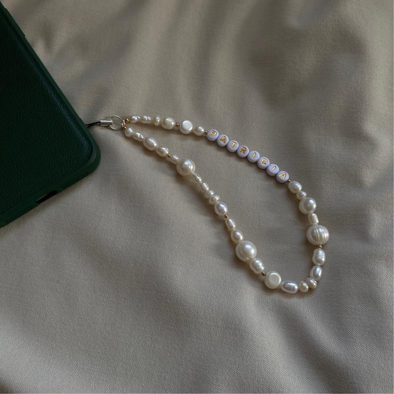 Custom Pearl Phone Charm: Beaded Phone Strap With Freshwater Pearls - Etsy