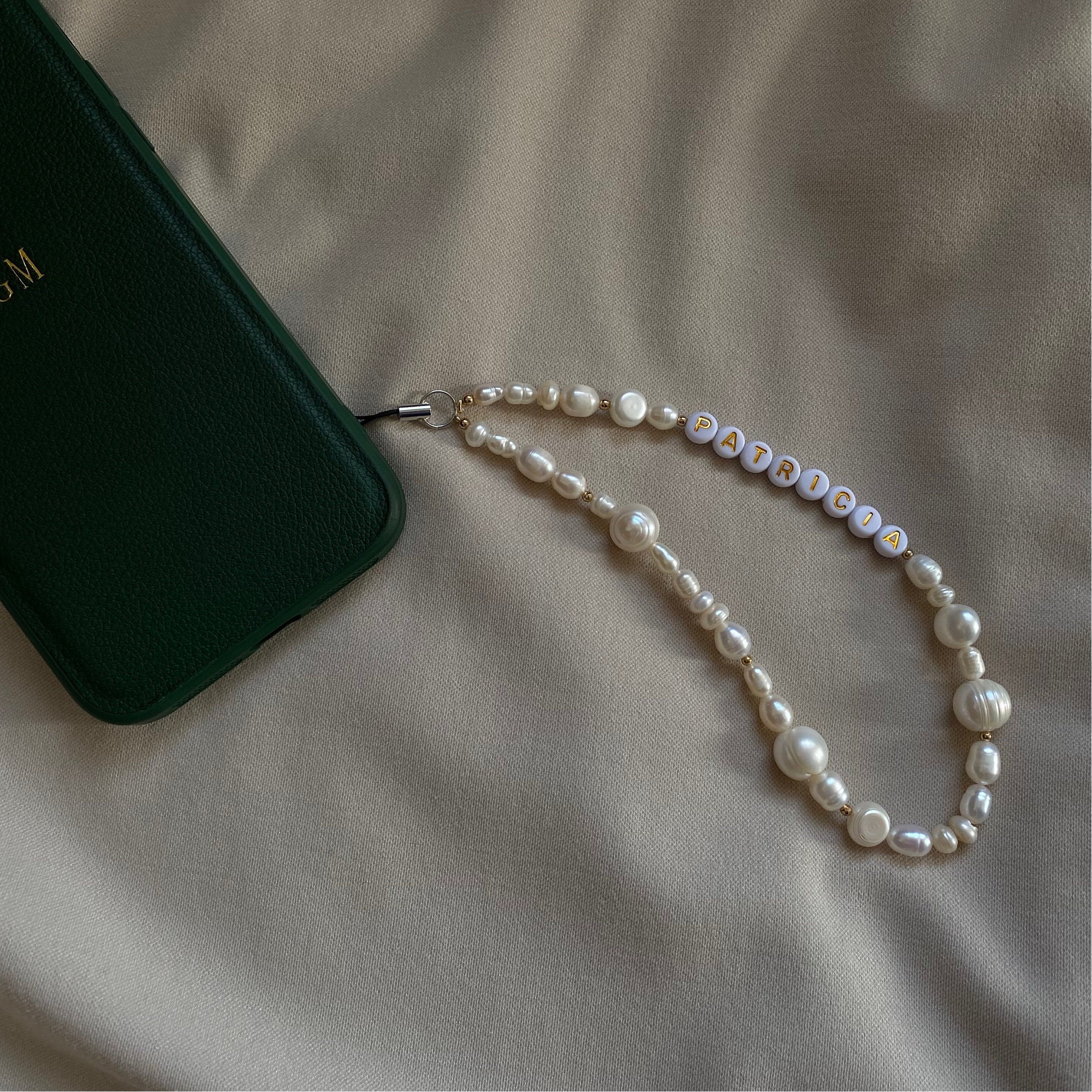 Custom Pearl Phone Charm: Beaded Phone Strap With Freshwater Pearls - Etsy