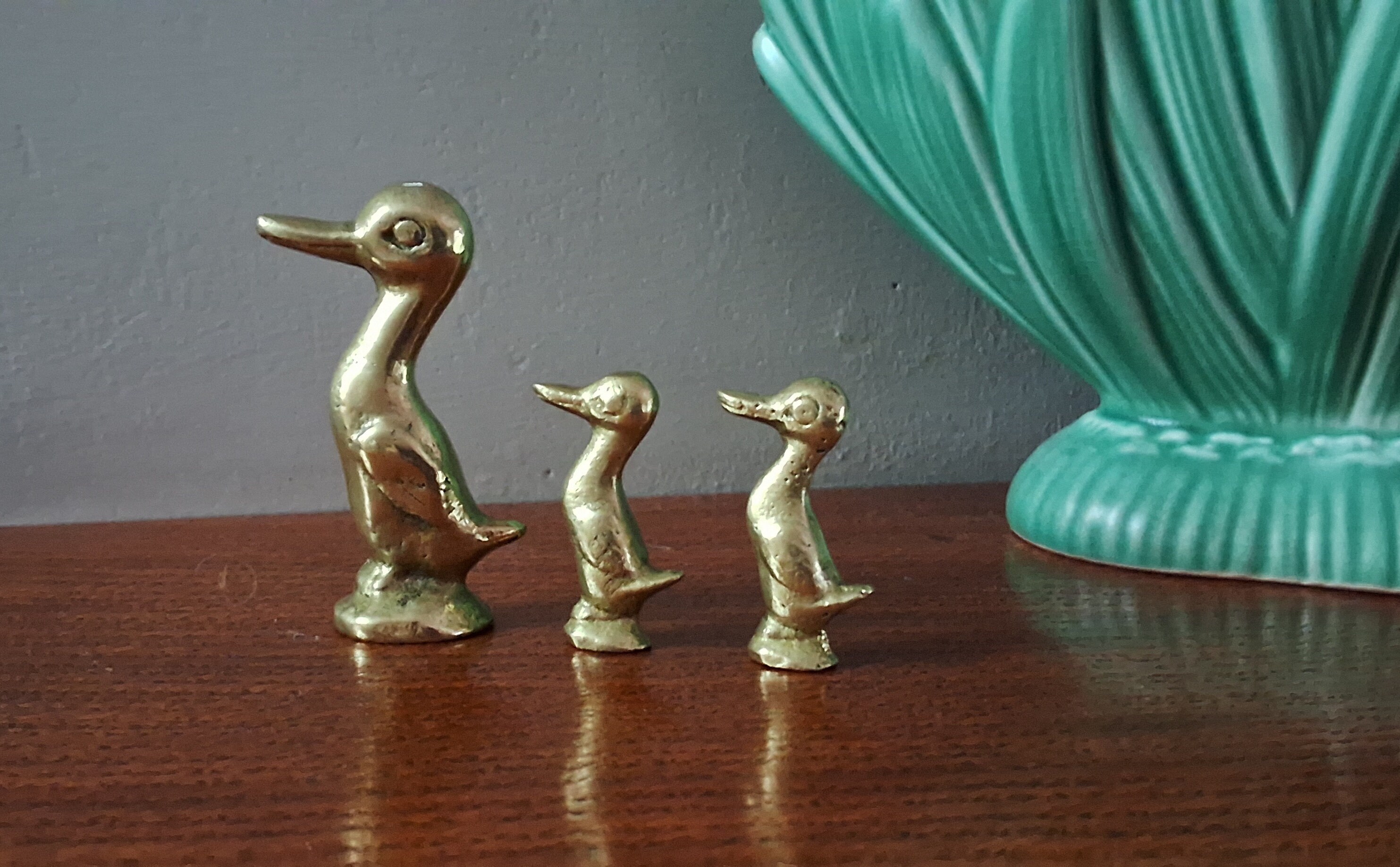 Brass Ducks, Duck Family, Mother and Ducklings, Vintage Brass Miniature ...