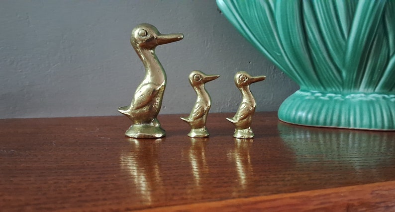 Brass Ducks, Duck Family, Mother and Ducklings, Vintage Brass Miniature ...