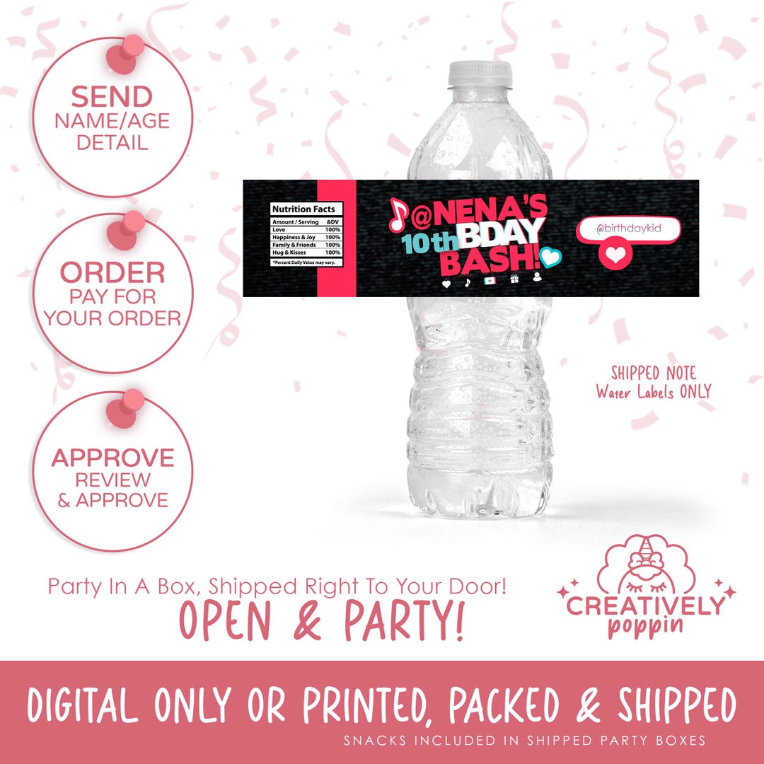 Musical Star Water Bottle Label | Tik Tok Inspired | Music Water Bottle ...