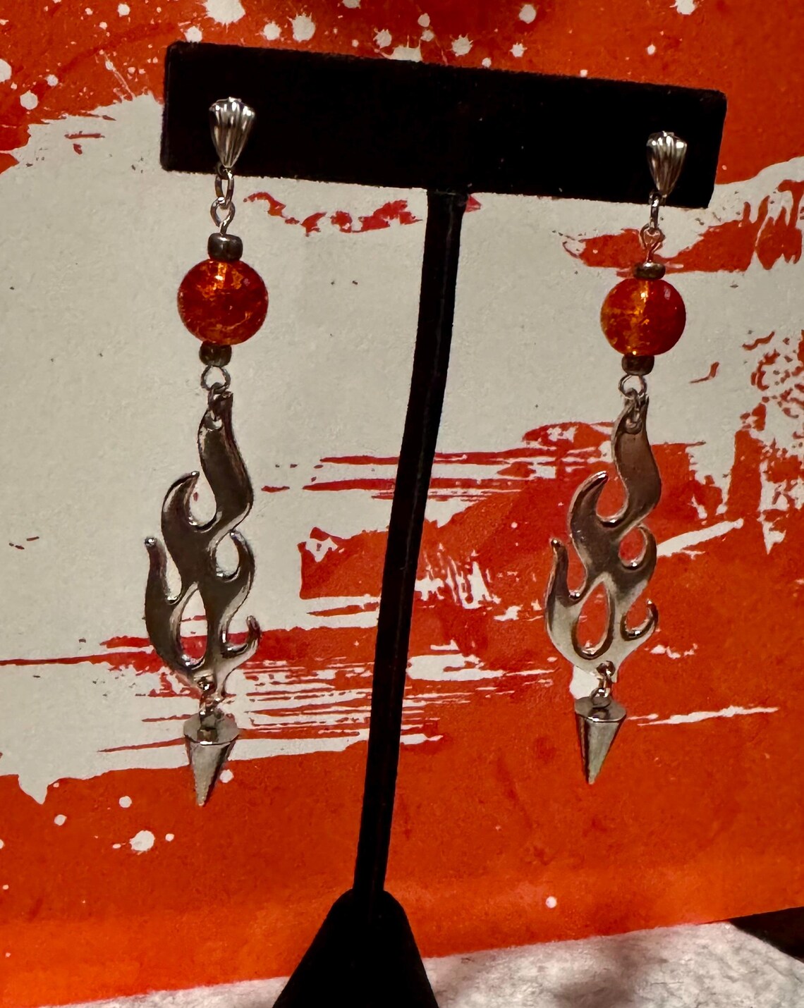 Anime Flame Swordsman Inspired Statement Earrings - Etsy