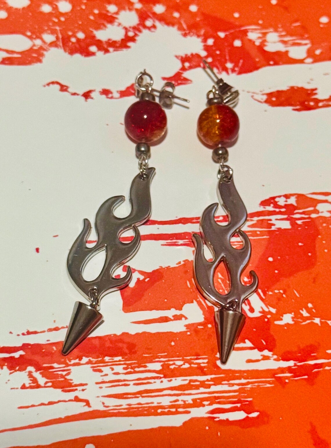 Anime Flame Swordsman Inspired Statement Earrings - Etsy