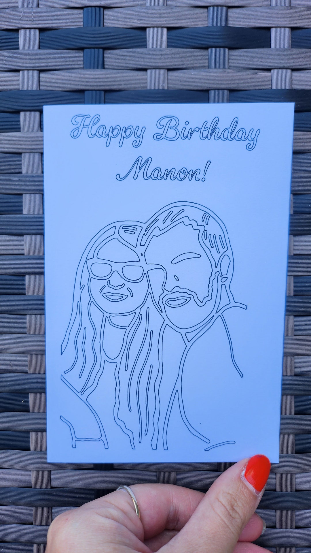 Personalised Portrait Line Art Birthday Cards. - Etsy