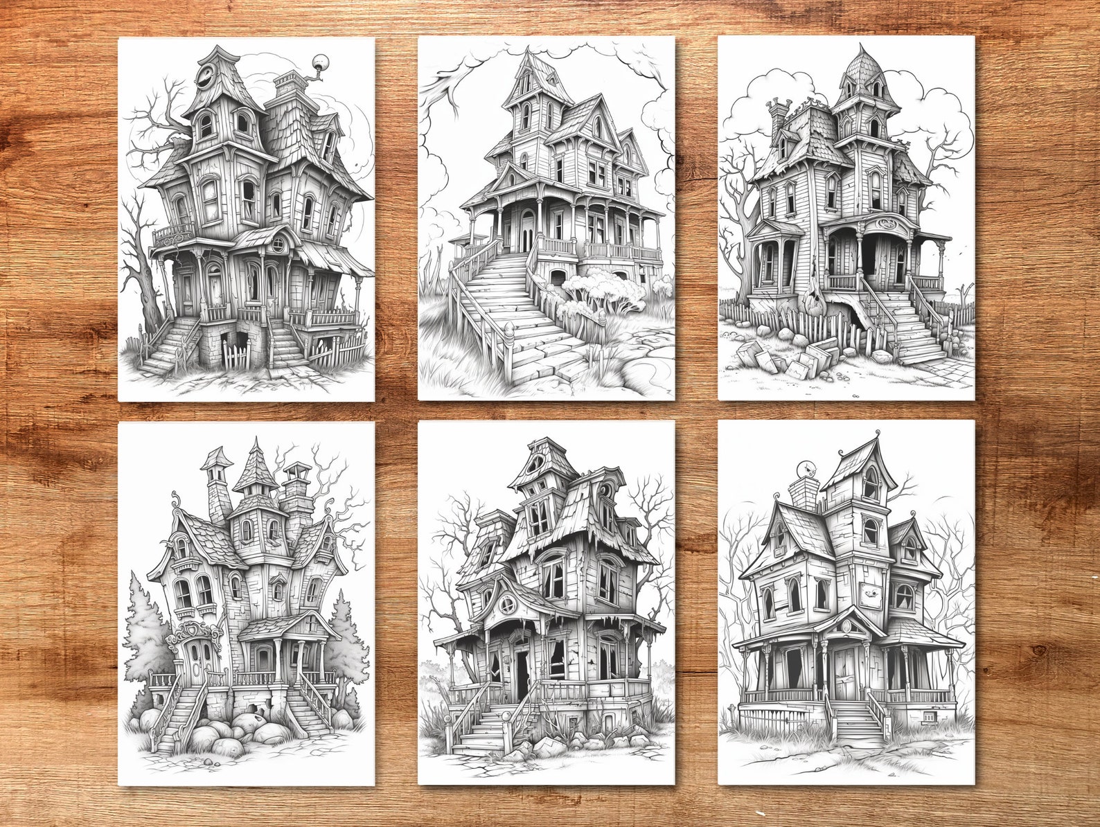 30 Haunted House Coloring Pages, Halloween Printables, Spooky Season ...