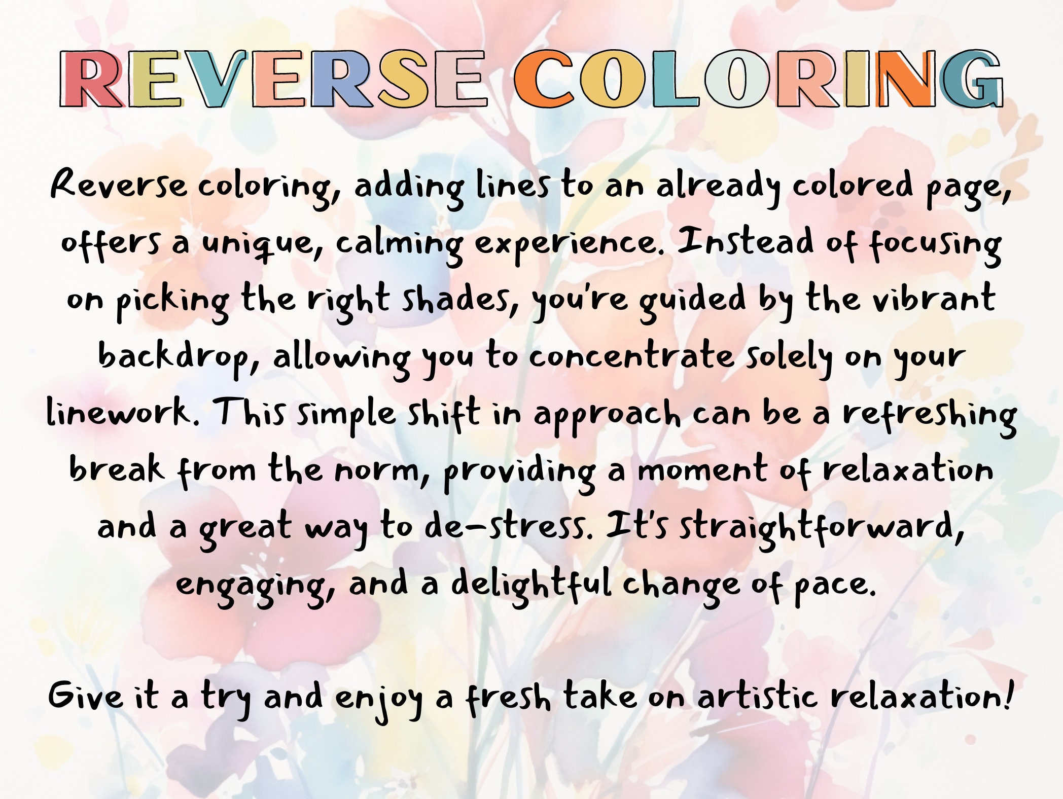 Landscape Reverse Coloring Pages, Bundle 20 Flower Motifs, Instant ...