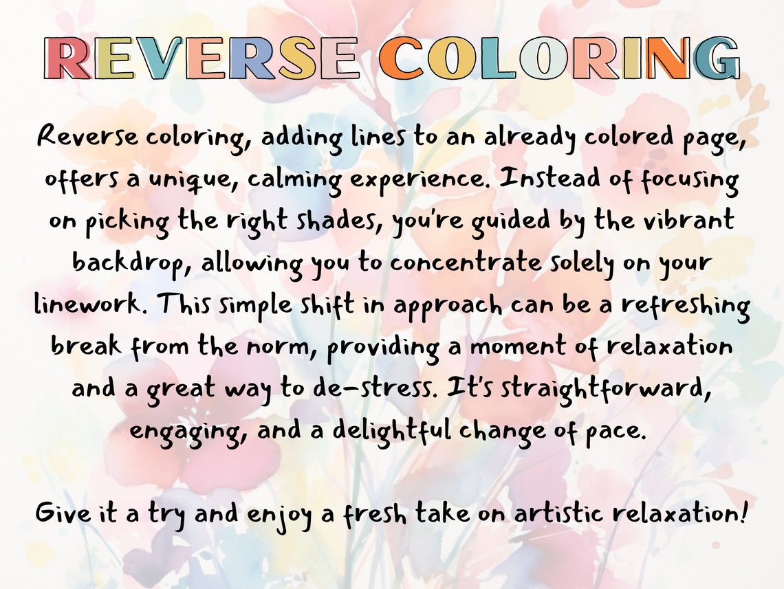 Floral Reverse Coloring Pages, Bundle 20 Flower Motifs, Instant ...