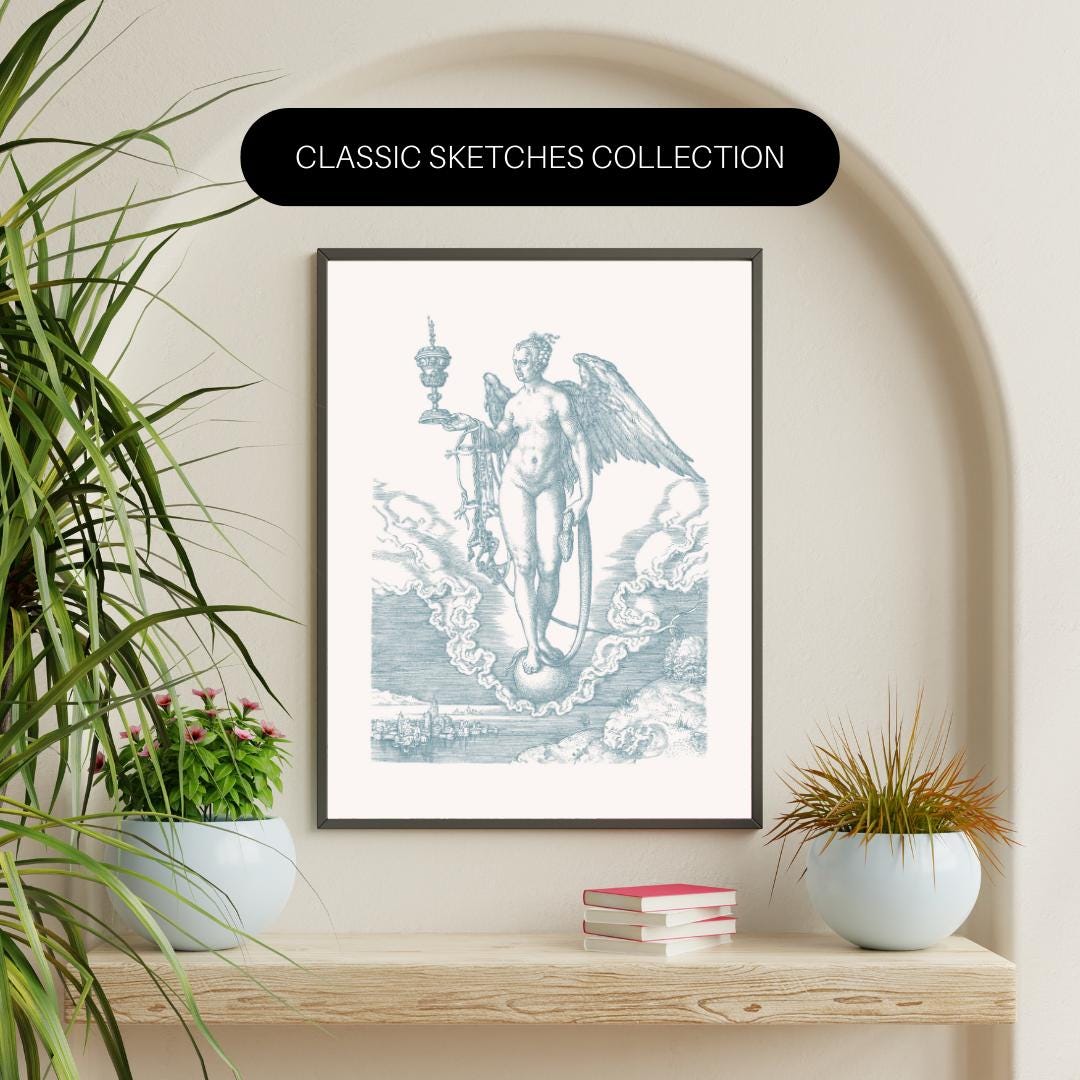 Renaissance Angel Illustration Vintage Mythological Art Print Instant ...