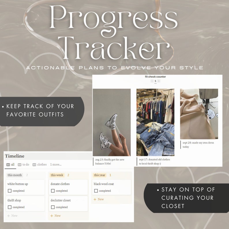 Fashion Planner Notion Template | Personal Style Library, Wardrobe ...