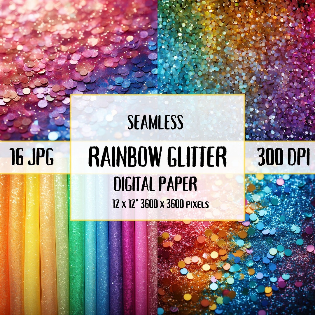 Rainbow Glitter Digital Paper, Seamless Digital Paper, Rainbow Glitter ...