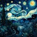 Starry Van Gogh Digital Paper, Seamless Starry Night Printable Paper ...