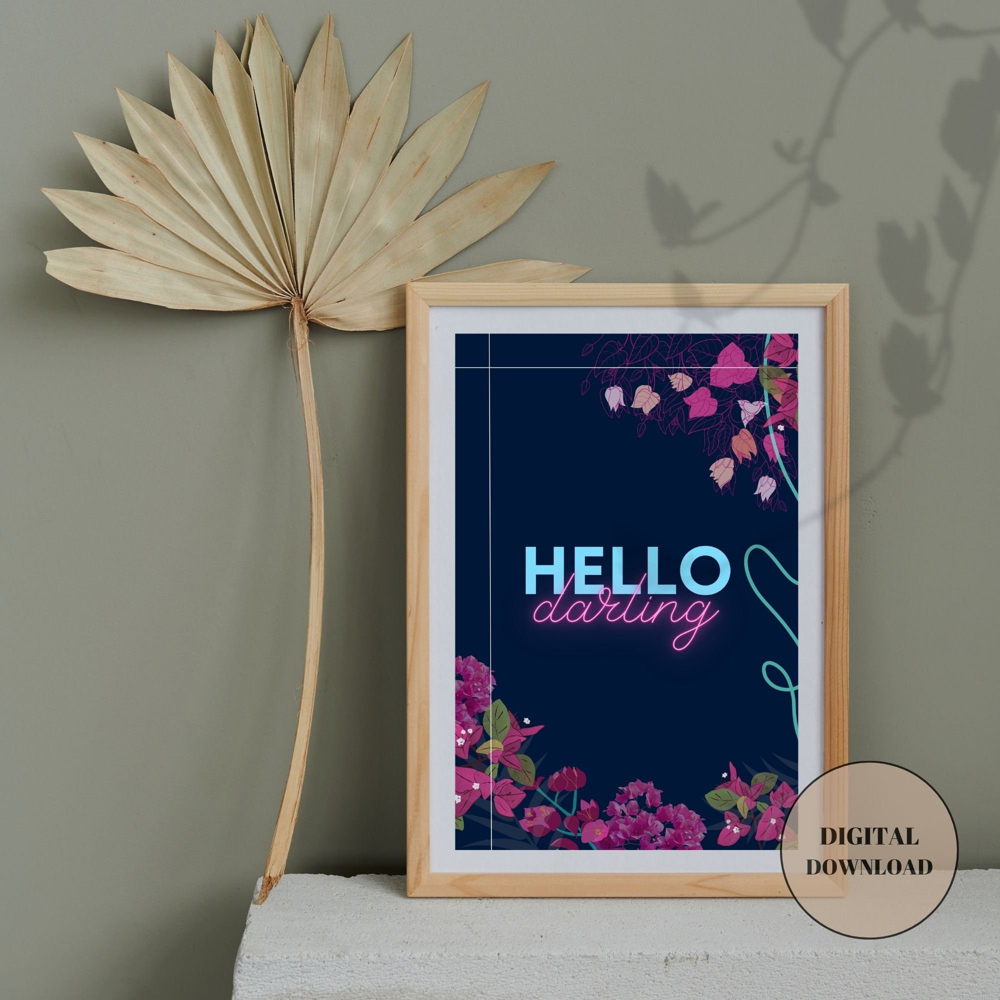 Hello Darling Printable Quotes Wall Decor Typography - Etsy
