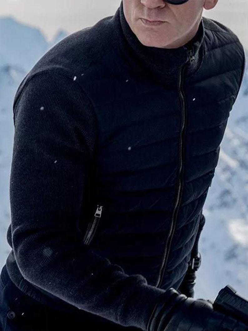 SPECTRE James Bond Knitted Sleeve Bomber Jacket Daniel Craig Bomber ...