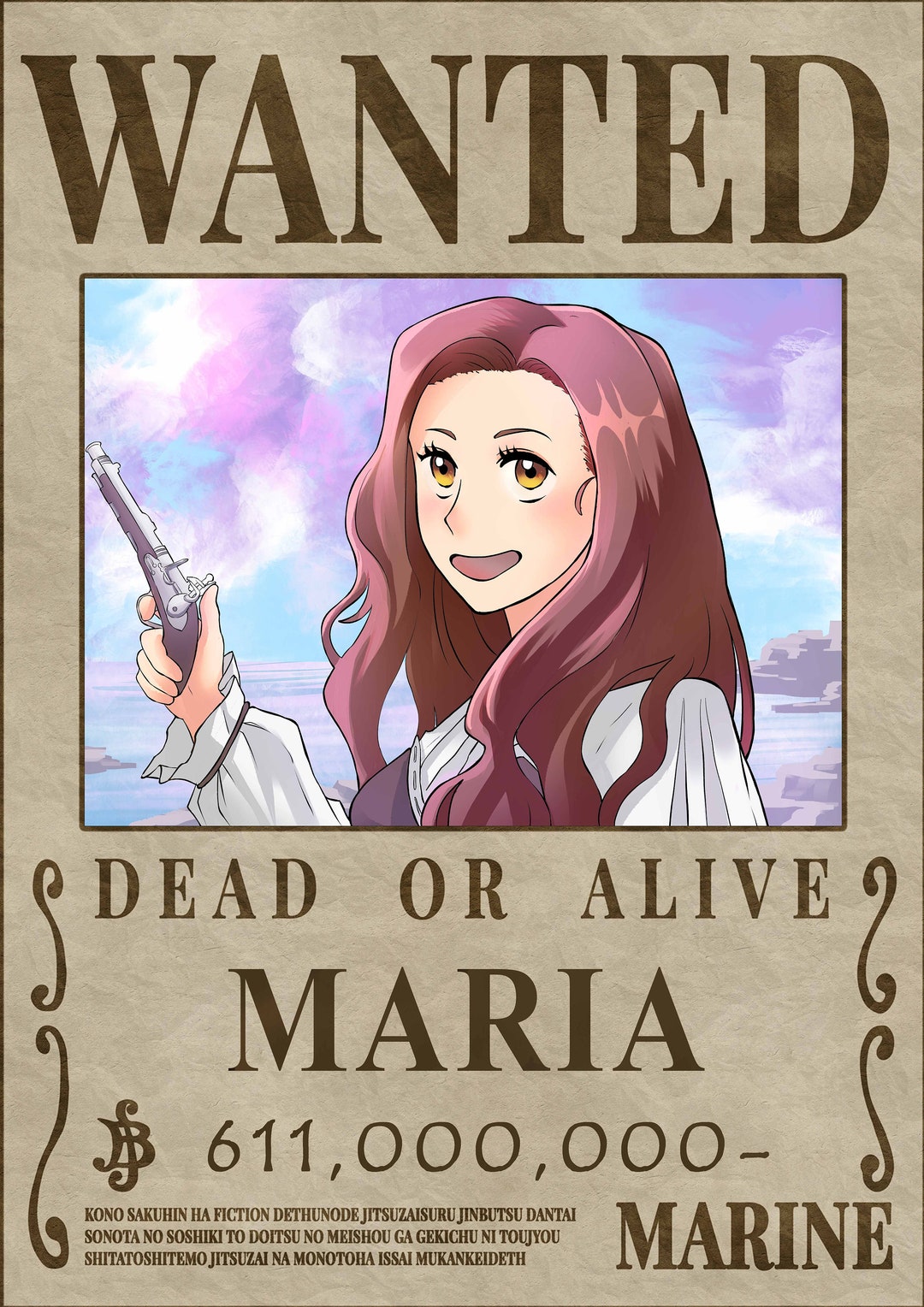 Fully Custom Anime Wanted Poster | Personalized Pirate Anime | Anime ...