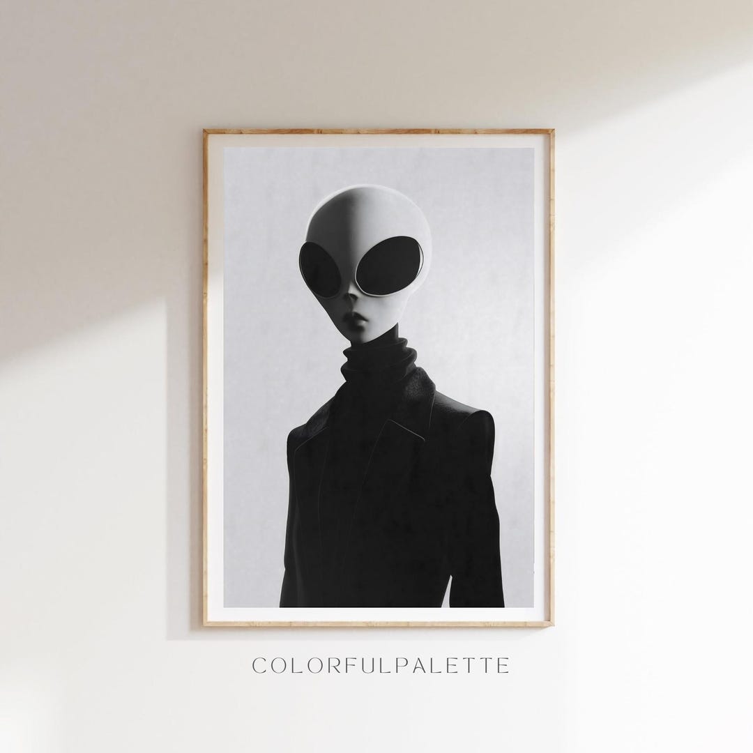 Stylish Alien Art Print | Futuristic Minimalist Sci-fi Wall Art ...
