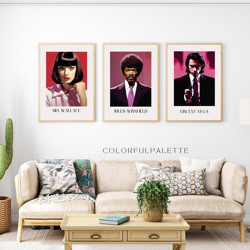 Set of 4 Pulp Fiction Poster | Movie Characters Print Set | Pop Art ...