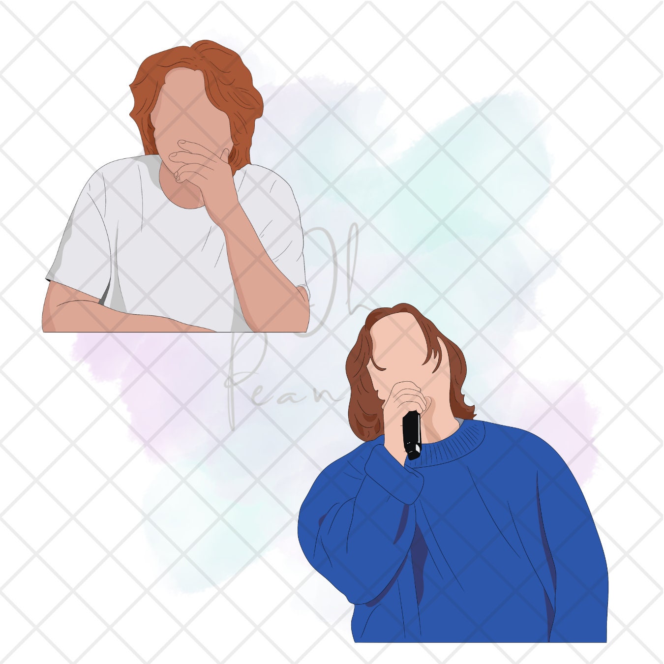Lewis Capaldi Faceless Illustrations PNG Bundle Stamp & Sticker Bundle ...
