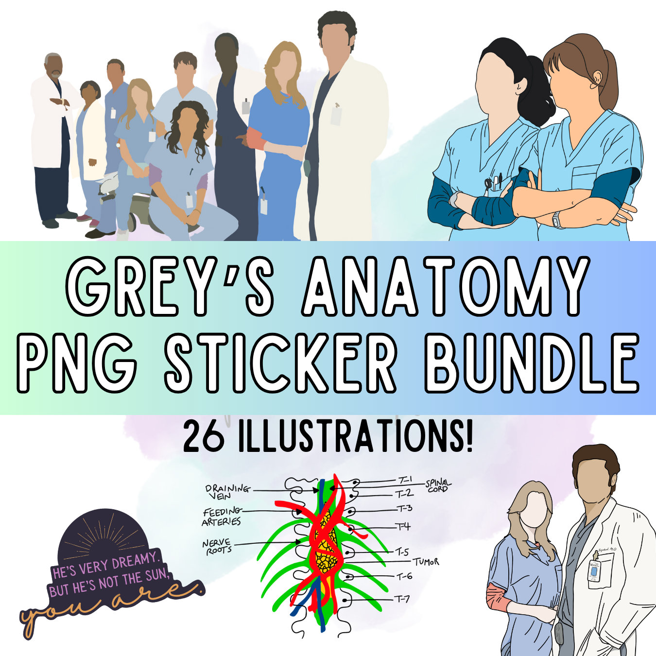 PNG Greys Anatomy Sticker Bundle | Digital Stickers | Cricut ...