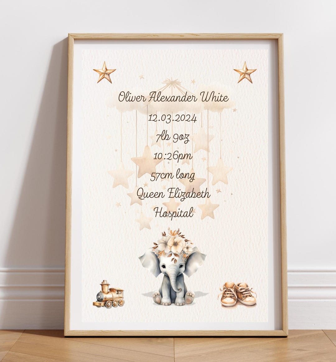 Personalised New Baby Poster. Baby Birth Details, Nursery Wall Art ...
