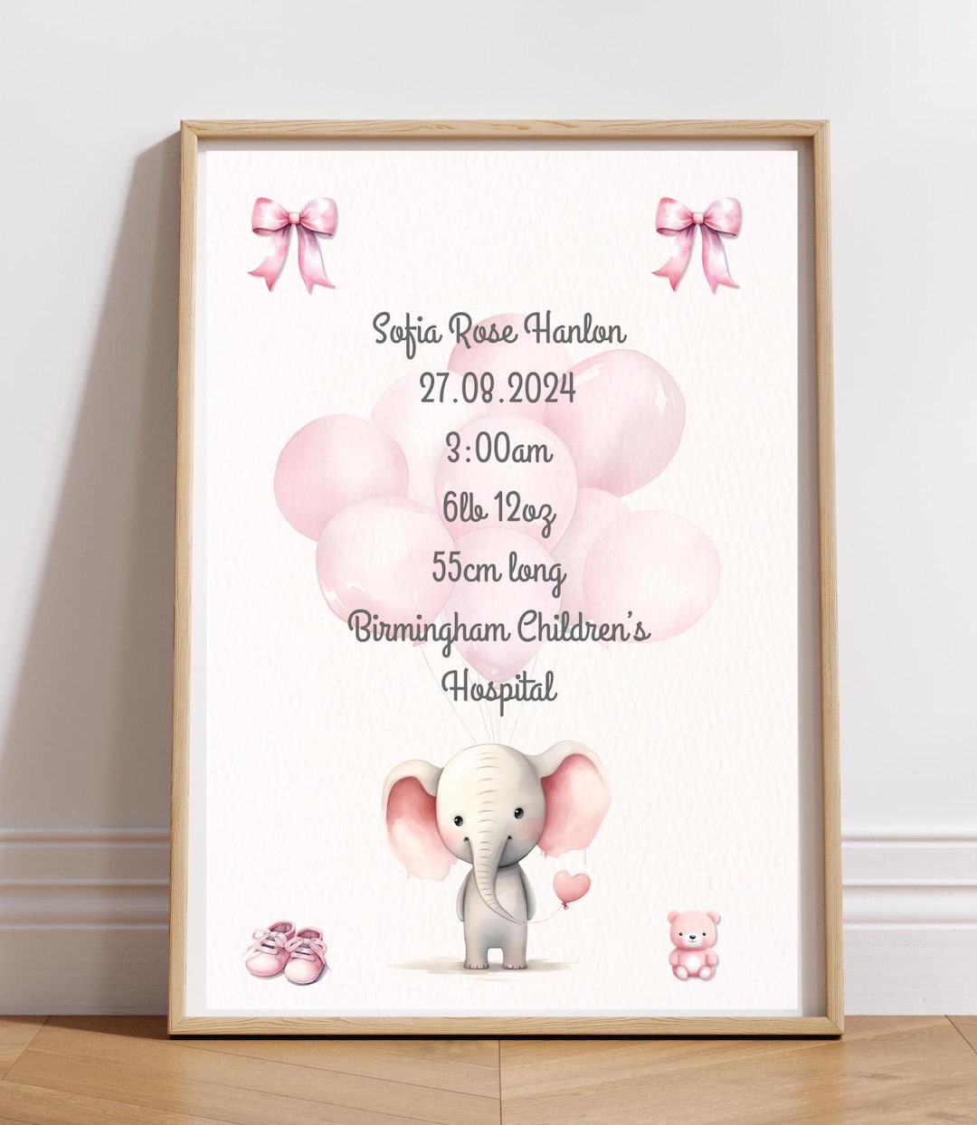 Personalised New Baby Poster, Baby Birth Details, Nursery Wall Art ...