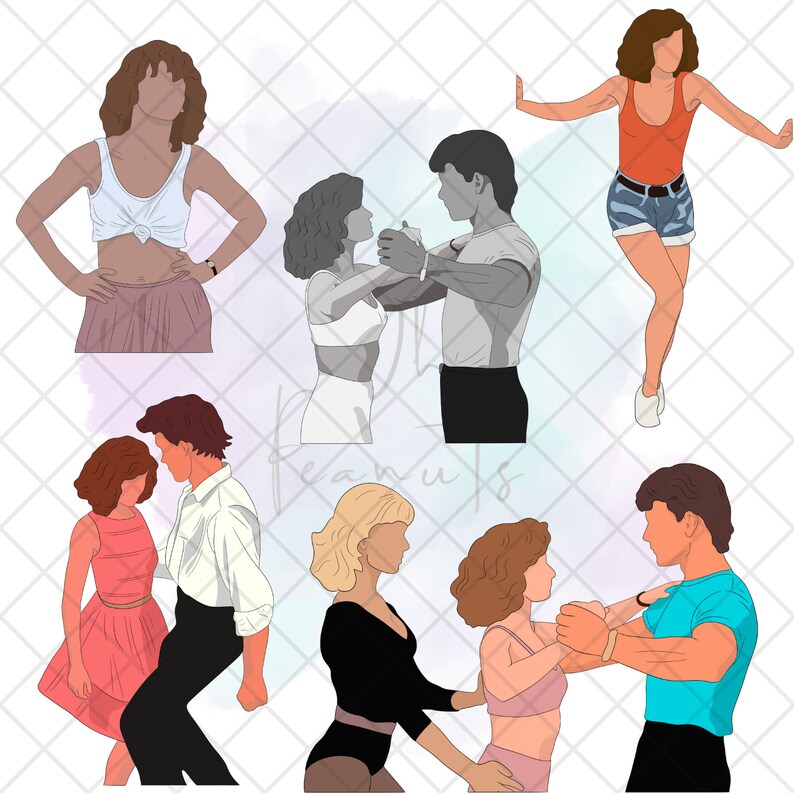 Dirty Dancing Faceless Illustrations | PNG Bundle | Stamp & Sticker ...