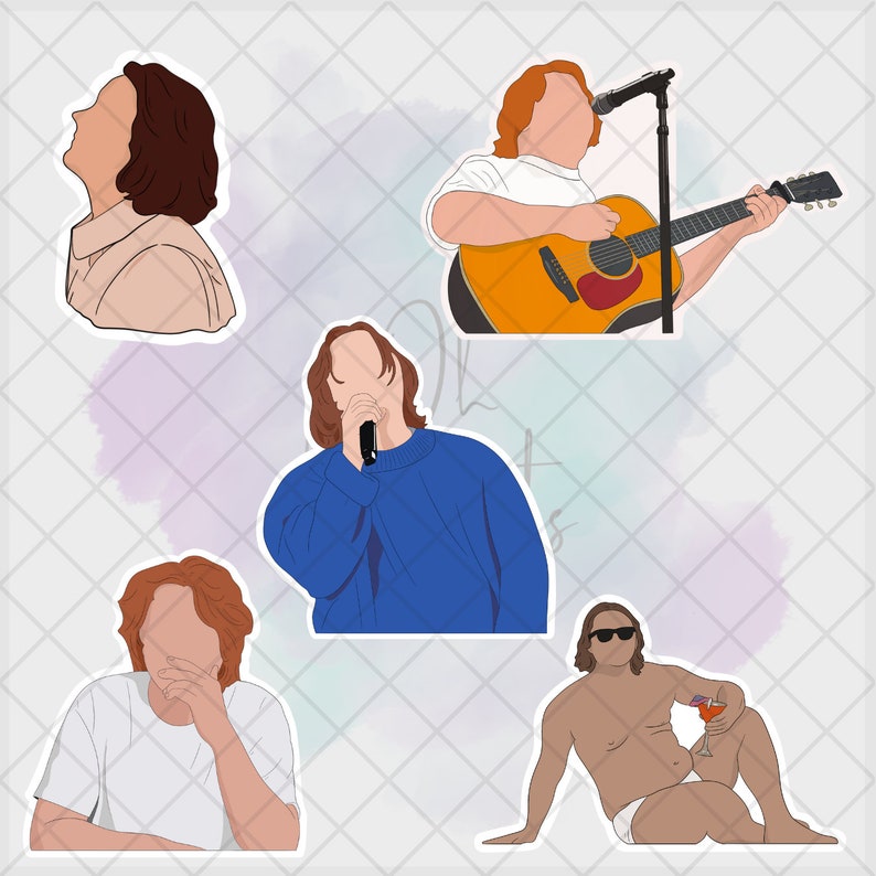 Lewis Capaldi Faceless Illustrations | PNG Bundle | Stamp & Sticker ...