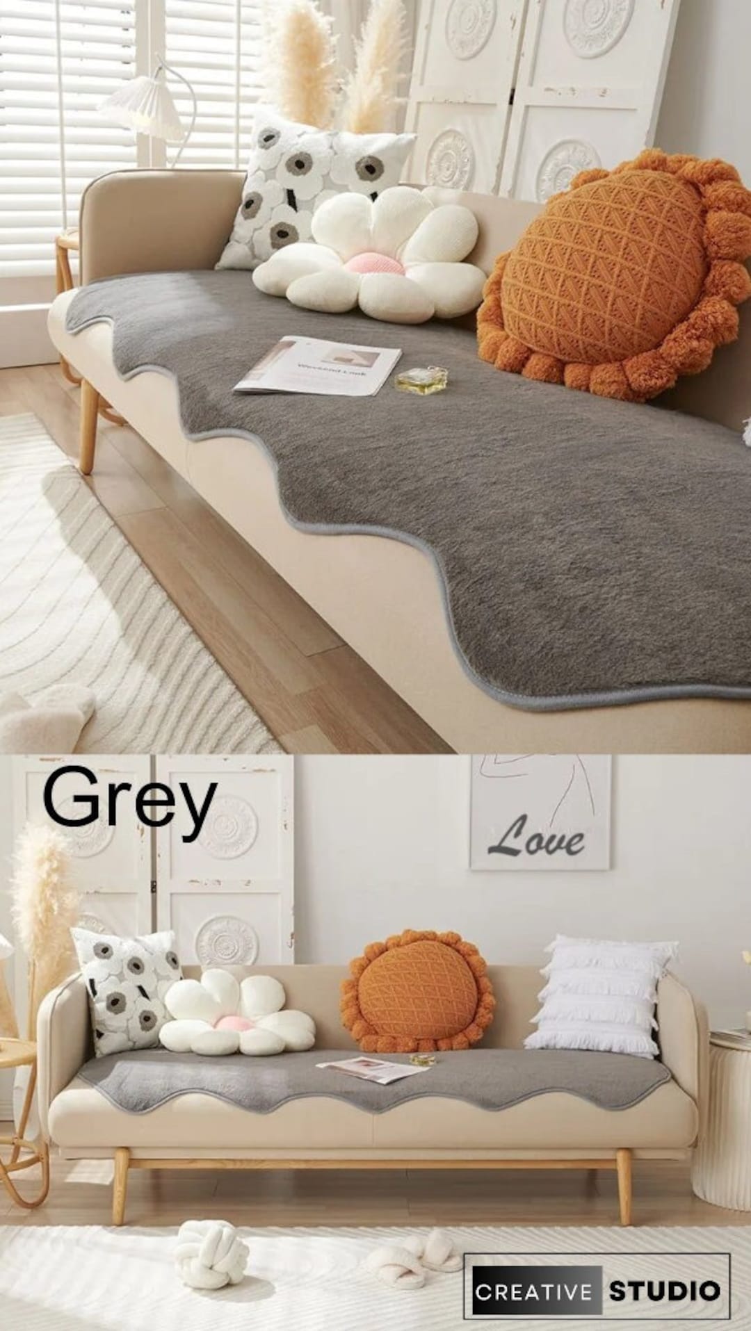 Minimalist Soft Plush Sofa Throw/ Wavy Edge Anti-slip Sofa - Etsy