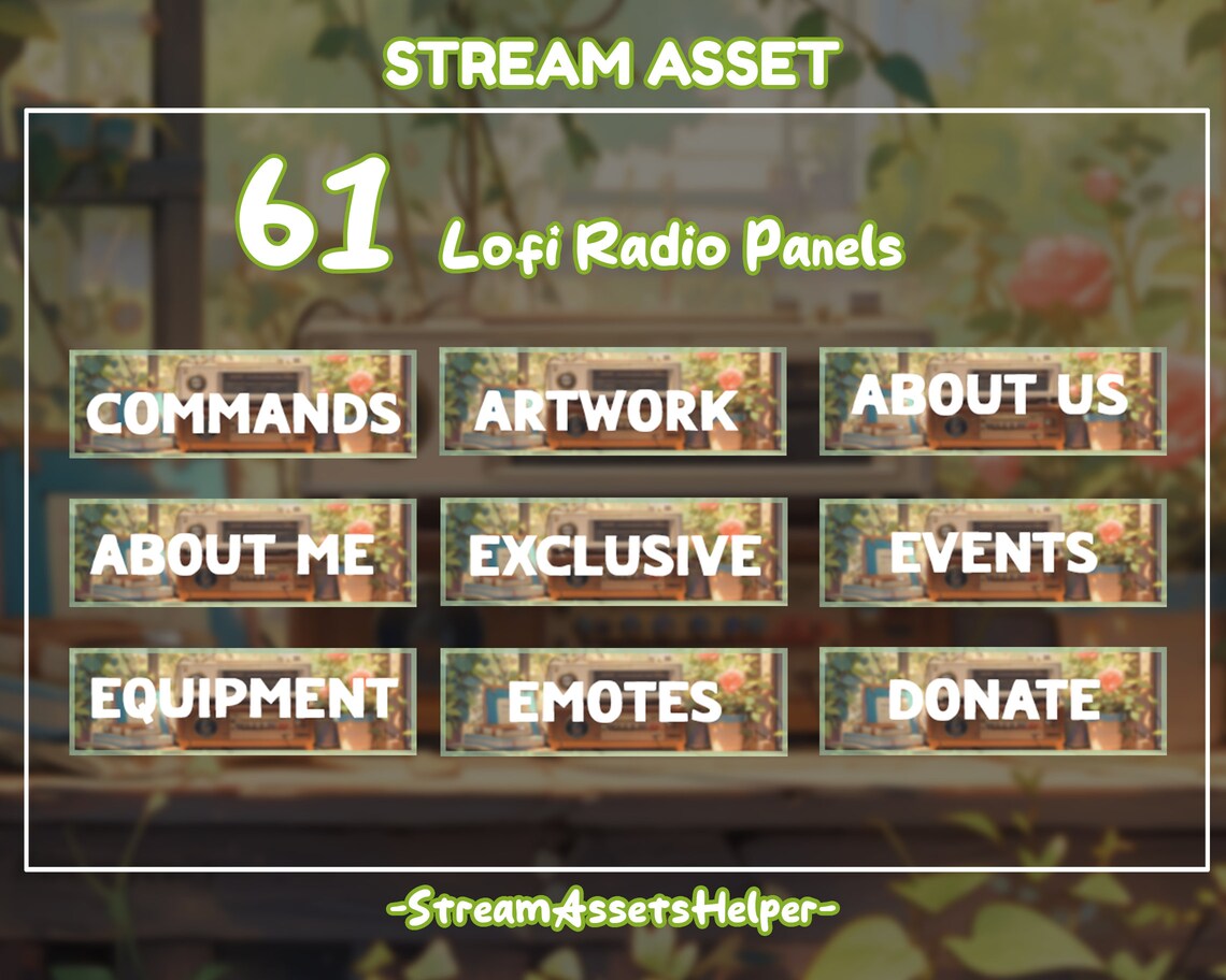 61 Stream Twitch Panel , Lofi Radio Streamer , Green Chill , Aesthetic ...